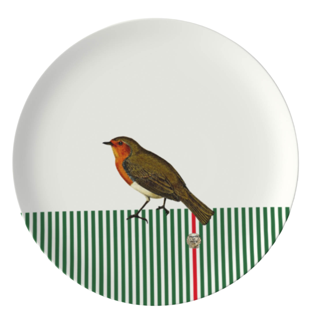 Candy cane Robin China plate - Green – Myrtle & Mary