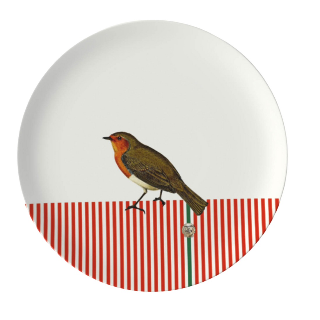 Candy Cane Robin China Plate - Red – Myrtle & Mary
